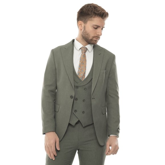Derman | Suits & Blazers | Mens Green Suit W Double Breasted Vest ...